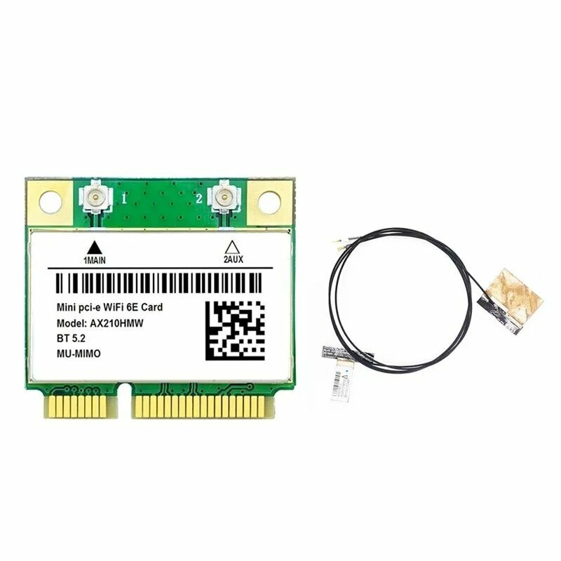 (Q P J B) AX210HMW WiFi Карта + Замена Антенны 6E Mini PCI-E AX210 802.11Ax/Ac 2.4G/5G/6Ghz BT5.2 Беспроводной Адаптер Для Ноутбука