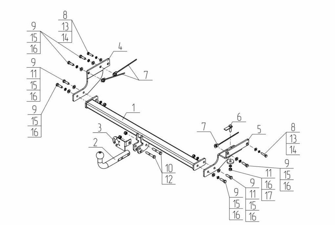 Фаркоп для Kia Ceed хетчбек 2018- условно-съемное крепление шара, KI 37