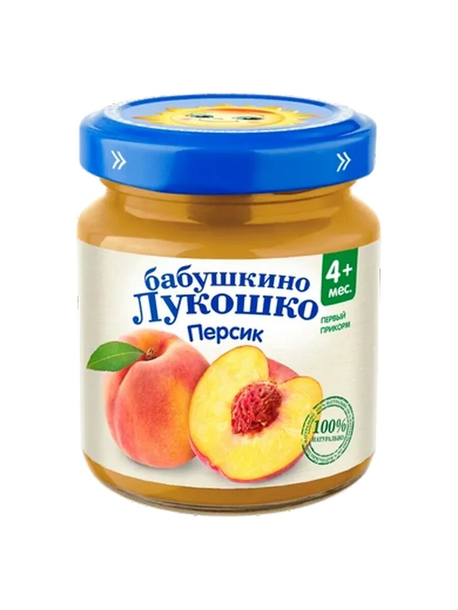 Бабушкино Лукошко Пюре персик 100г стекло