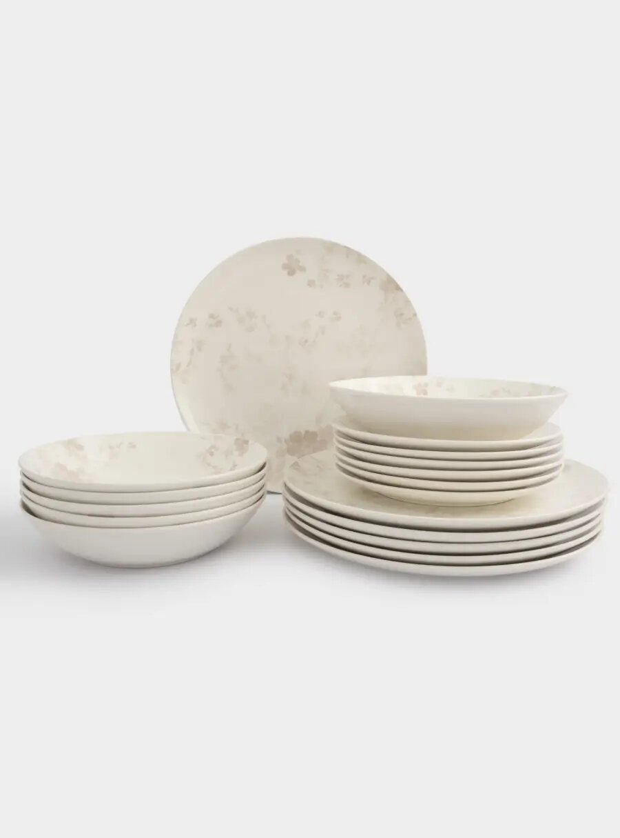 Сервиз обеденный, 6 перс, 18 пр, фарфор P, белый, Цветы и листья, Florance