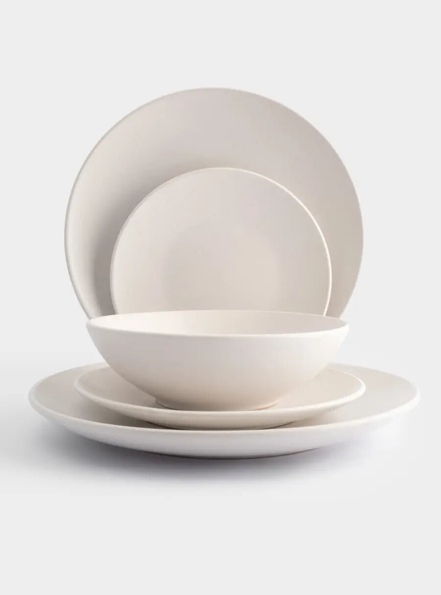 Сервиз обеденный, 6 перс, 18 пр, керамика, белый, в крапинку, Scanno