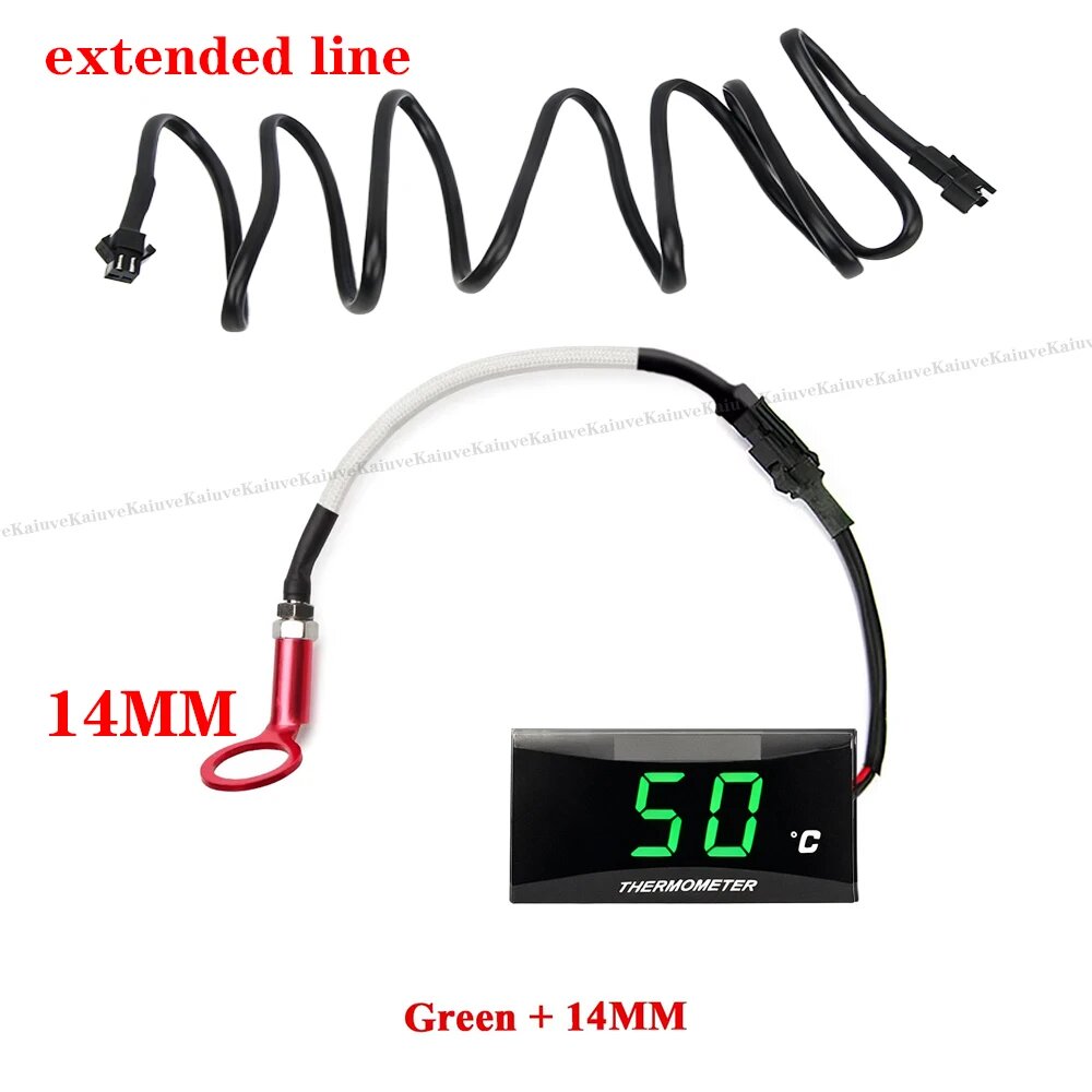 Универсальный цифровой датчик температуры головки блока цилиндров Koso, мини-квадратный Green 14mm