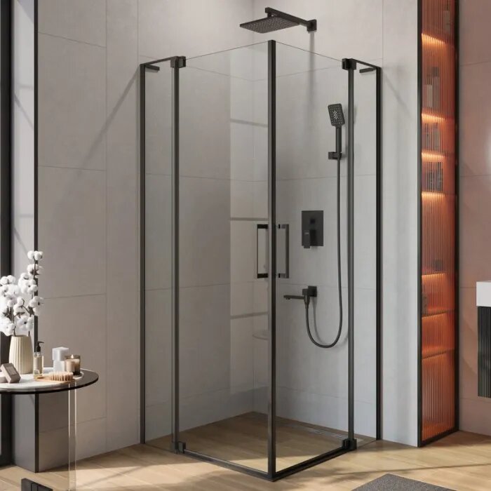 Душевой уголок Cezares Slider AH 2 90/100-100/110 C Nero профиль черный, стекло прозрачное