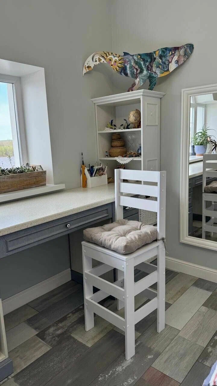 Барный стул Кантри, New Victoria, с подушкой, рогожка, бежевый, высота сиденья 65см