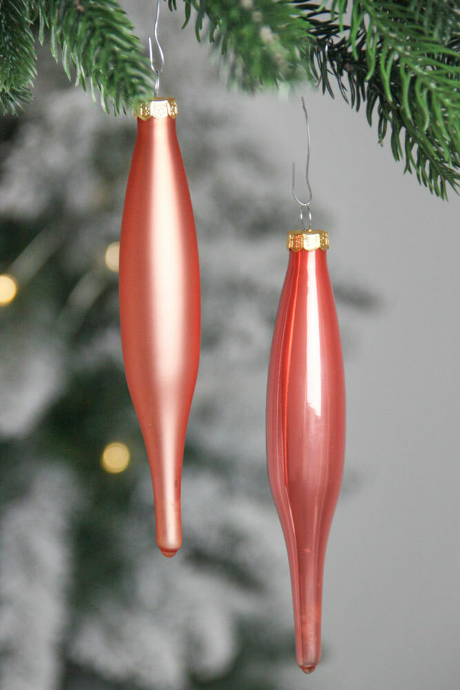 Набор ёлочных украшений элегантные сосульки, пряная тыква, стекло, глянцевые и матовые, 15 см, 6 шт, Kaemingk 144167