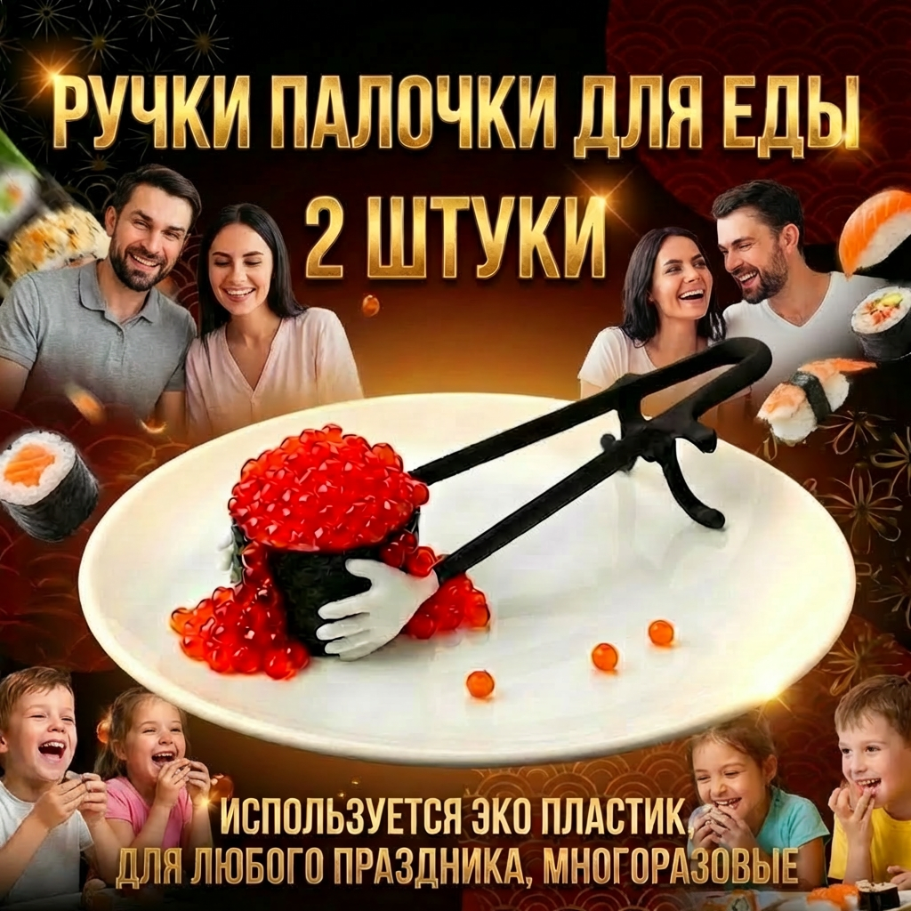 Палочки-ручки для суши, 2 шт в наборе. Палочки для детей и взрослых