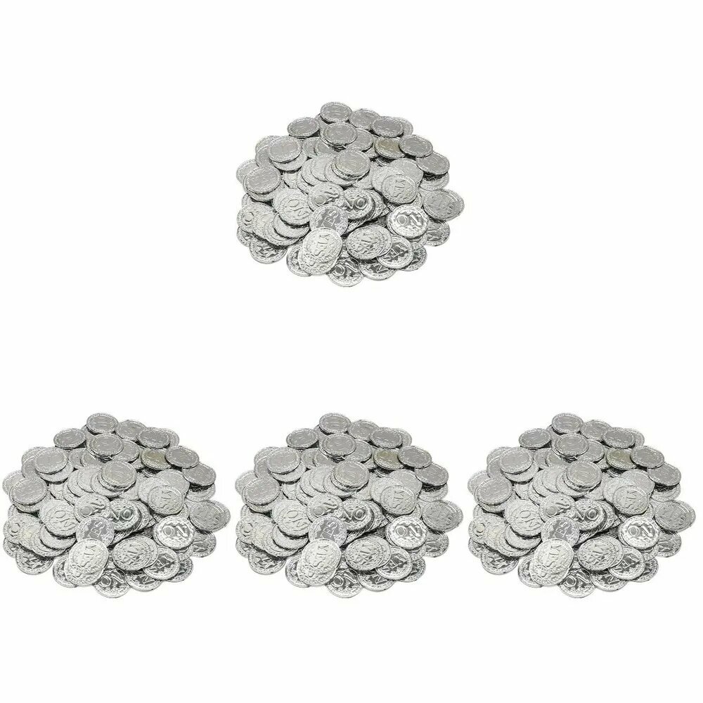 Комплект из 400 пластиковых монет для детских игр с решением да или нет, серебристого цвета