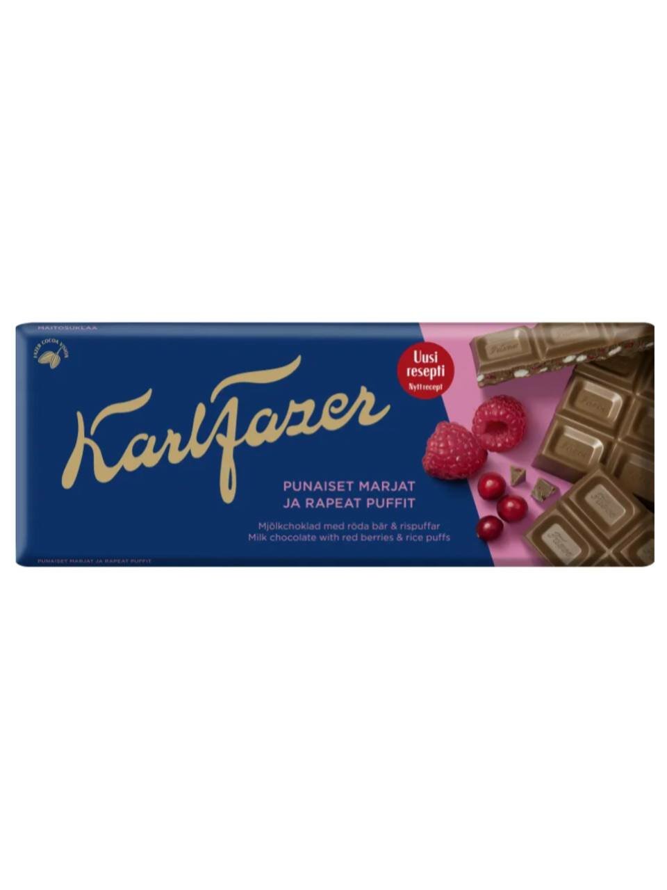 Karl Fazer молочный шоколад малина, клюква и воздушный рис 180г