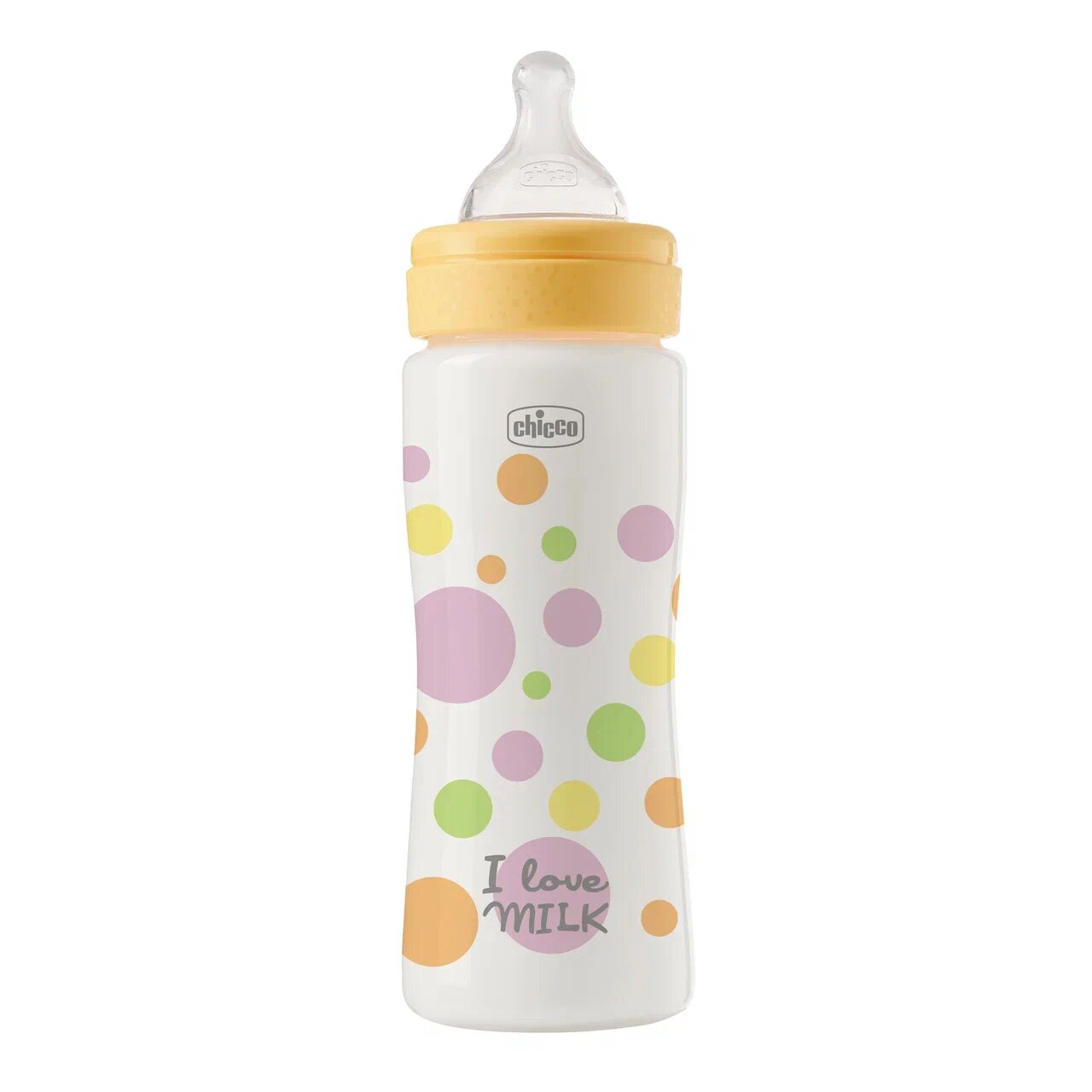 Бутылочка для кормления Chicco Perfect Easy Bottle, объём - 330 мл / Жёлтый (4м+, быстрый поток)