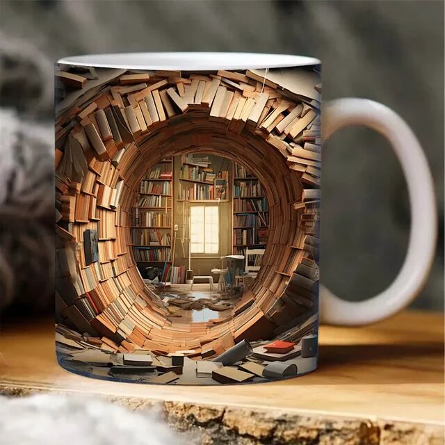 Кружка 3D "Окно в библиотеке"
