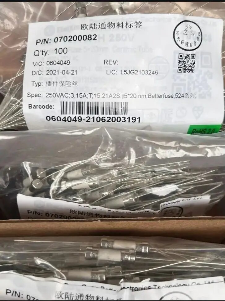 T3.15Ah250V 5X20Mm3.15A 250V Керамический предохранитель с медленным плавлением 3,15 Anpei 250 В 0,2X 0,78 дюйма Керамический трубчатый предохранитель с задержкой (10 шт.)