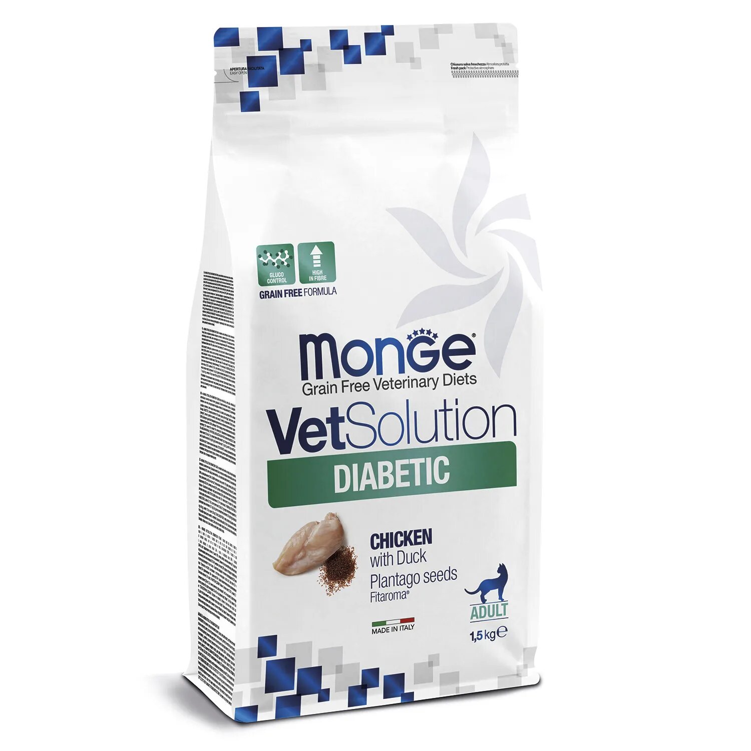 Корм Monge VetSolution "Diabetic", для кошек, при сахарном диабете, диетический, 1,5кг