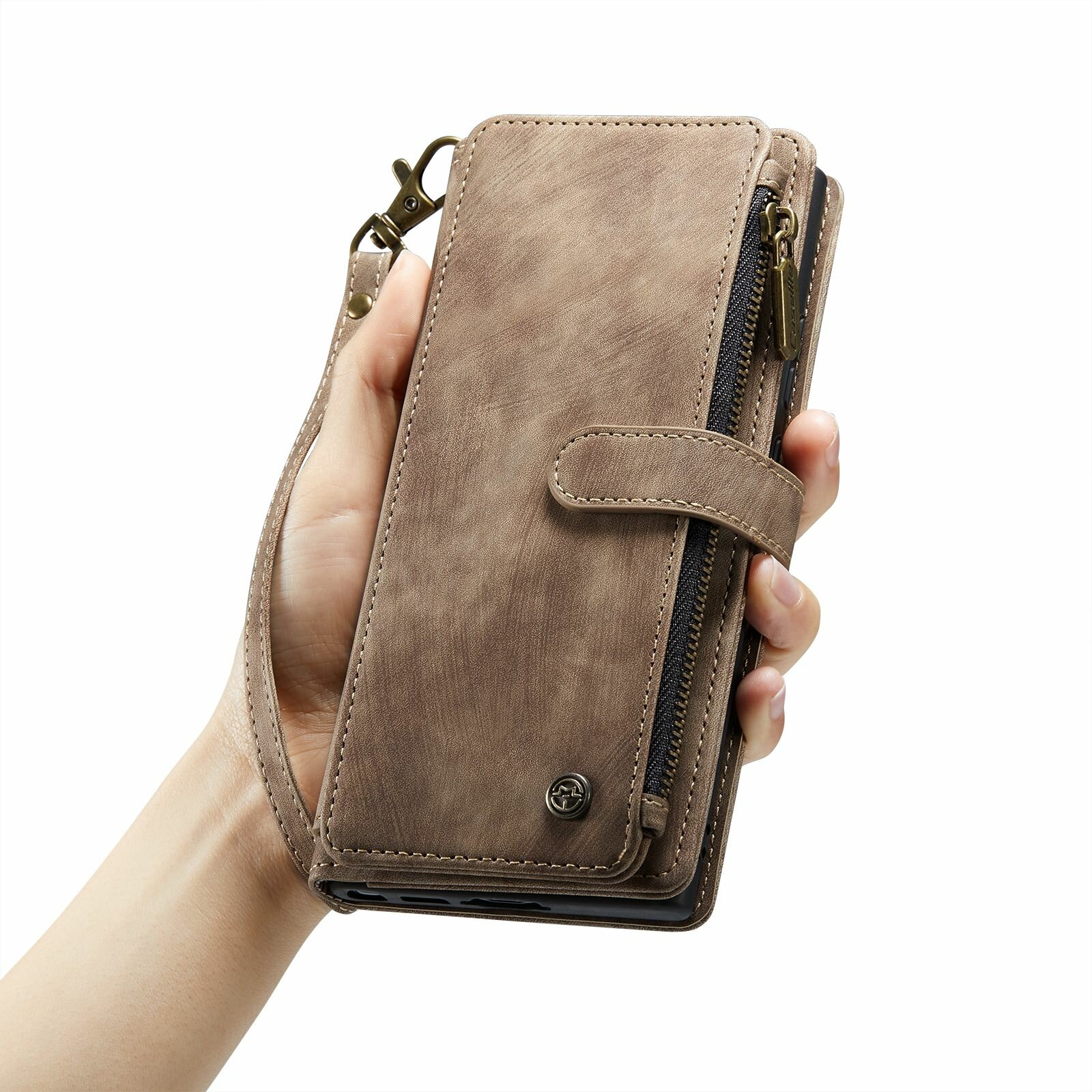 Многофункциональный чехол-кошелек CaseMe 3 in 1 Matte Wallet для Samsung Galaxy S26 Ultra коричневый