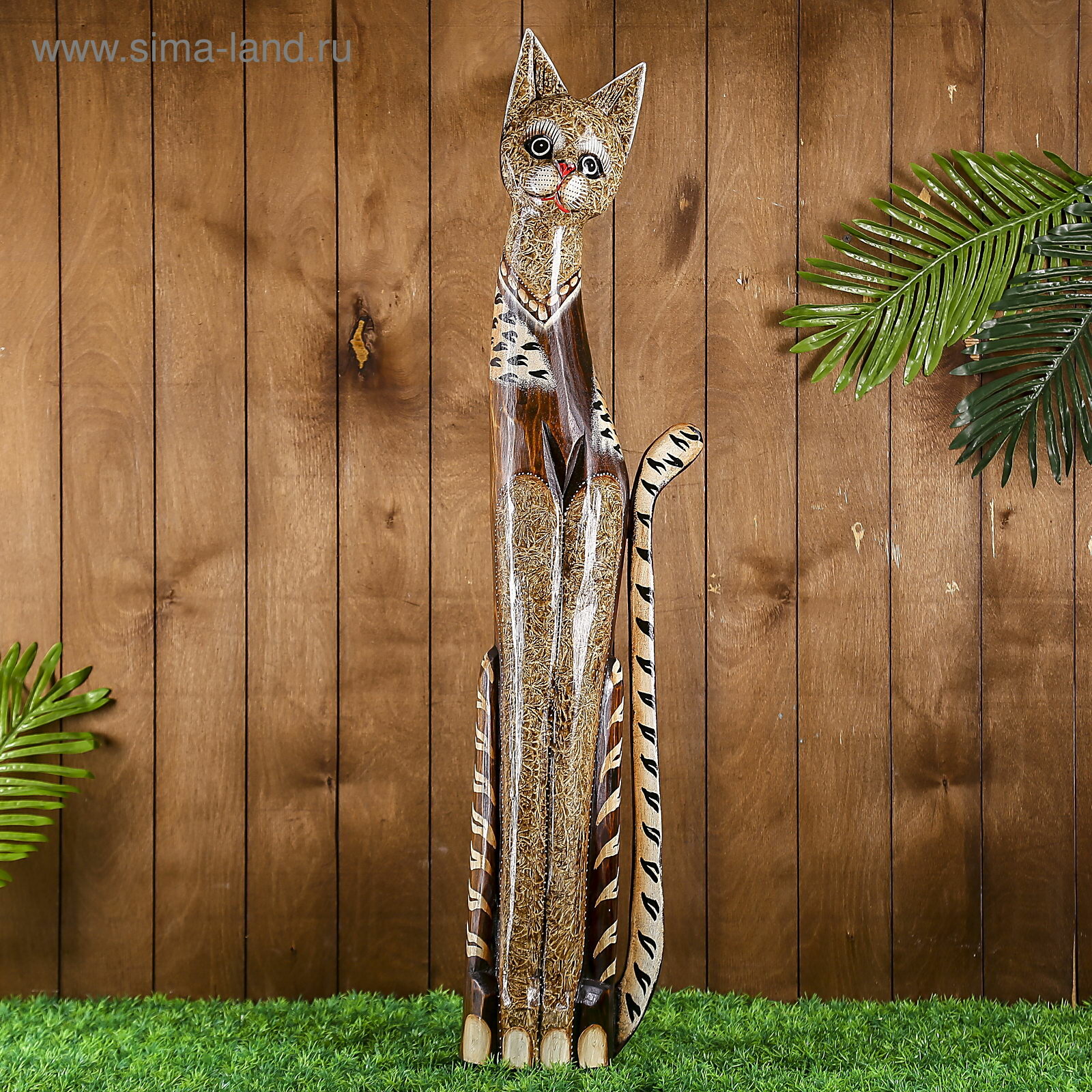 Сувенир "Кошка", 100x20x6 см, дерево, цвет: разноцветный, форма фигуры: кошка, кот
