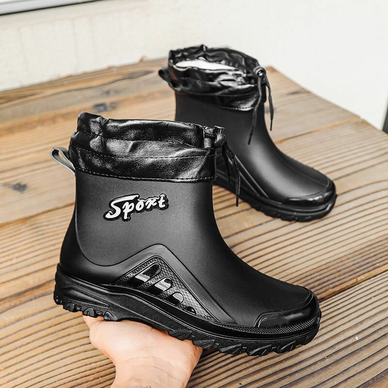 Мужские резиновые сапоги, модные взрослые водонепроницаемые сапоги, короткие резиновые сапоги, нескользящие, водонепроницаемые резиновые сапоги для кухни и строительных площадок, мужские водонепроницаемые сапоги для активного отдыха. EU:41
