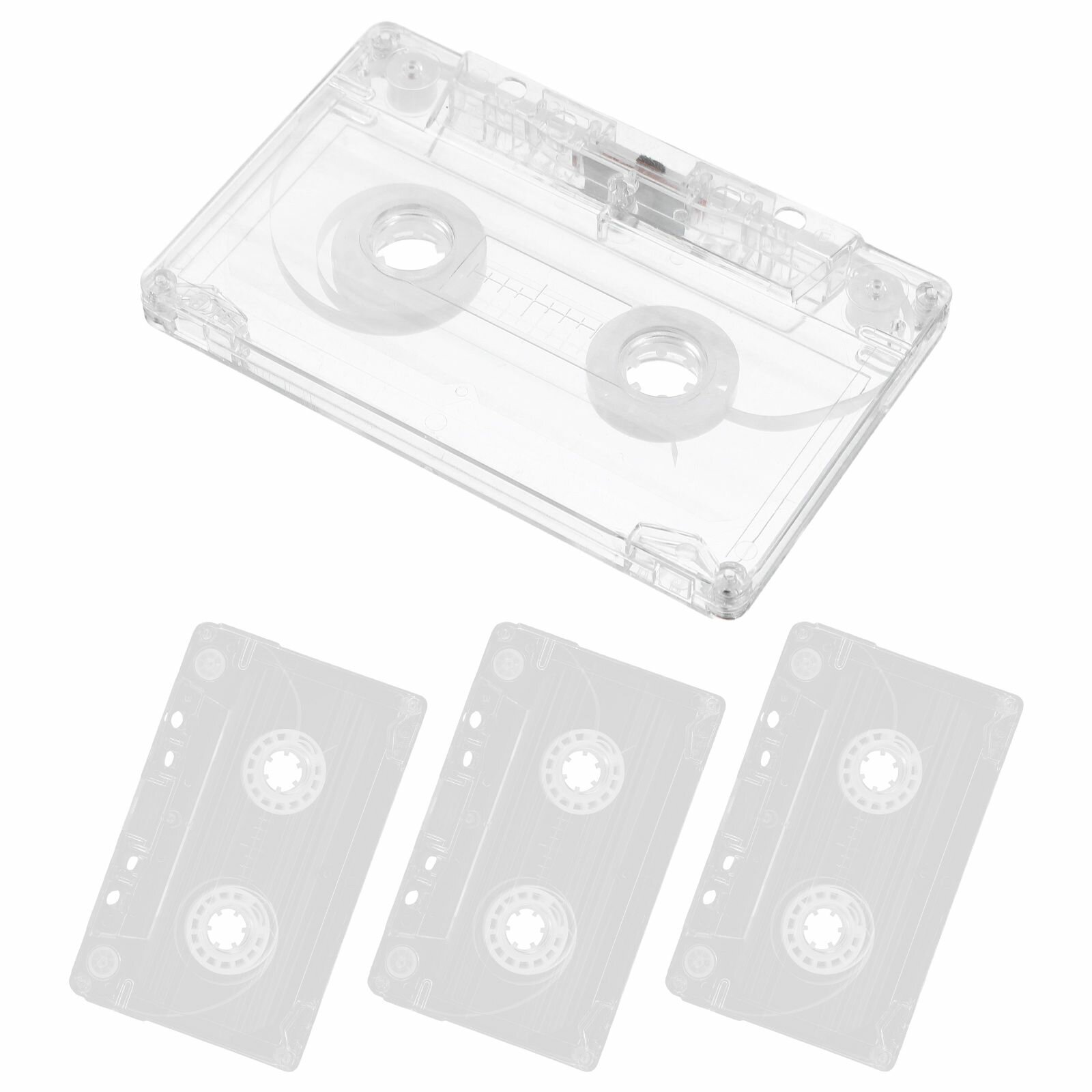 Набор из 4 прозрачных пластиковых боксов для хранения пустых кассет, для дома