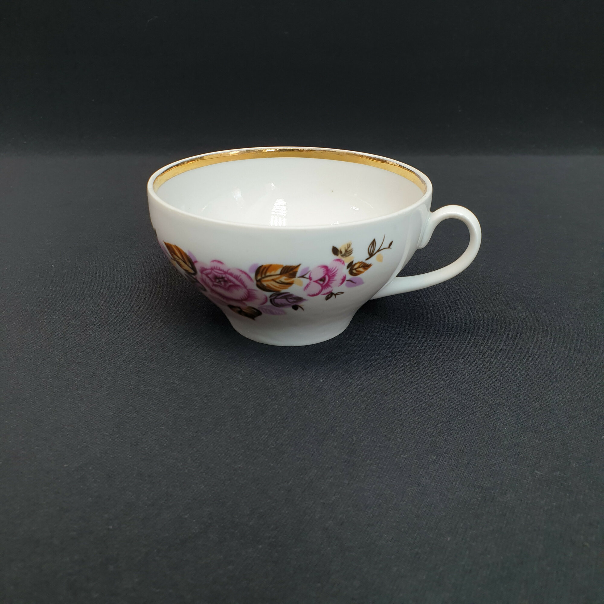 Винтажная чашка Дулево, фарфор деколь золочение 220 мл, СССР