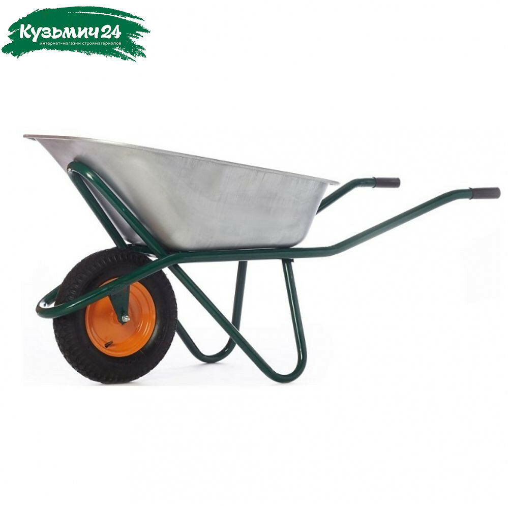 Тачка садовая Мастер, металл, 1 колесо, объем 110 л, до 100 кг, оцинкованная