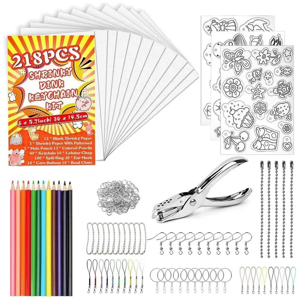 Набор Брелков Для Ключей Шринки-Динк, 218 Шт, С 12 Термоусадочными Листами