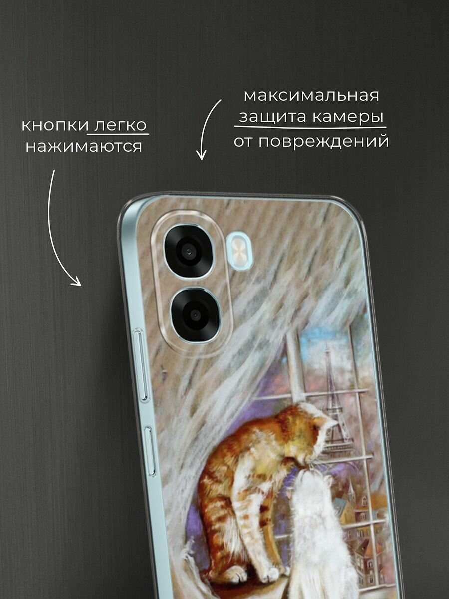 Силиконовый чехол на Oppo A6x / Оппо A6x с принтом Влюбленные котики 1 — фото 1
