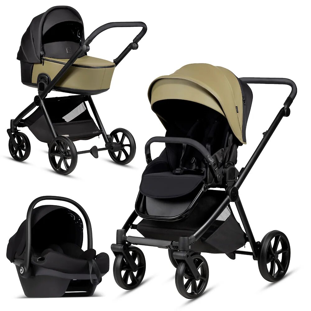 Детская коляска 3в1 Tutis Mio 3+, Elo Lux Edu Sky, цвет Olive / ECO (Оливковый)
