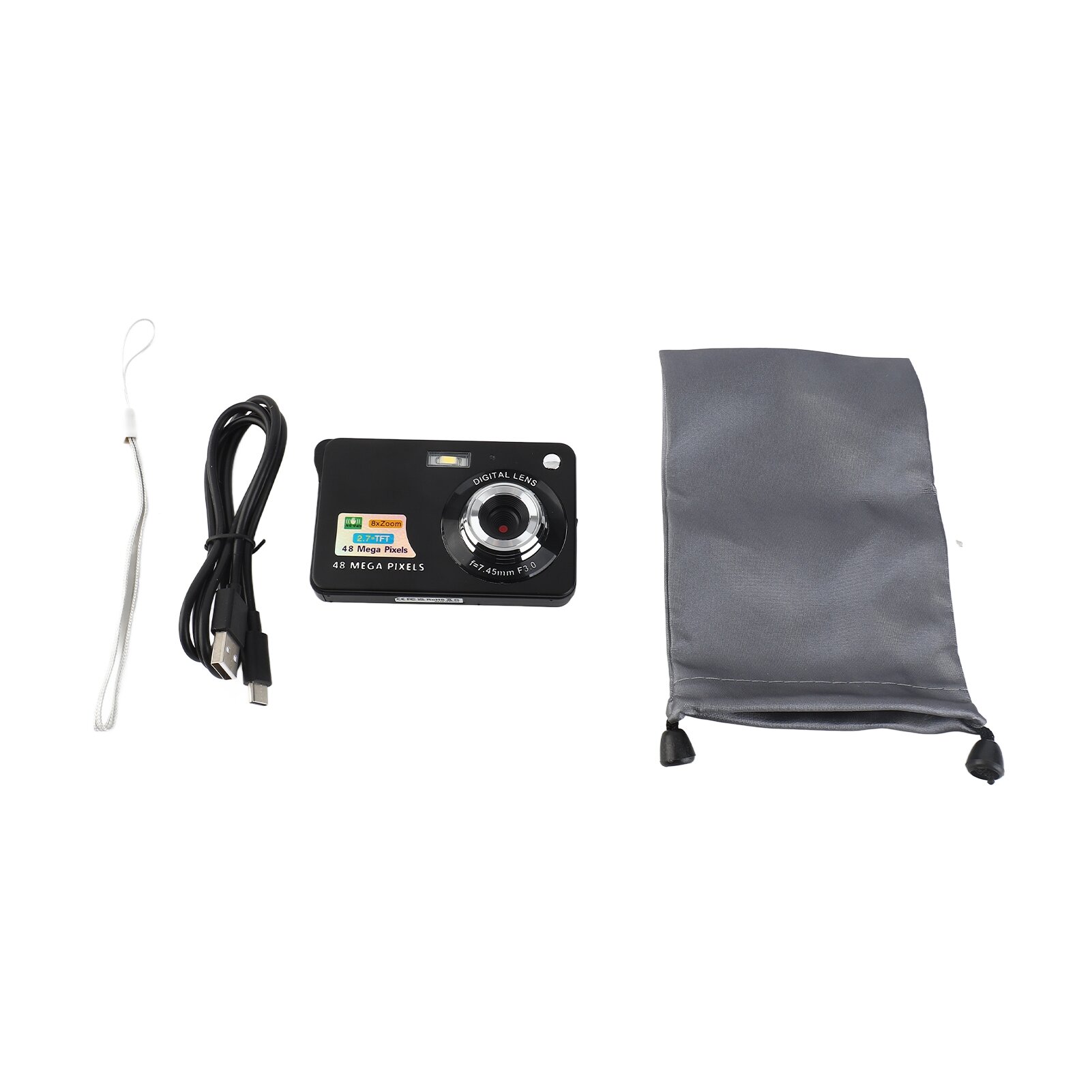 Портативная 1080p цифровая камера видеокамера каметная видеокамеру 48MP Antive Shake 8x Zoom 2,88 -дюймовый ЖК -экран Dectant Decate Battern с батареей с мешком для переноски для детей подростков для детей подростков