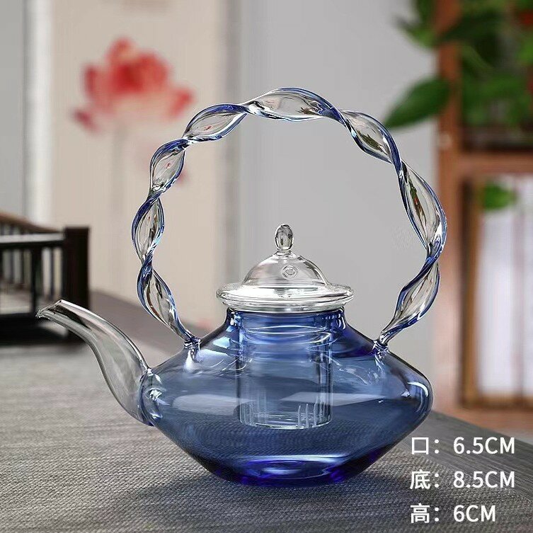 Новый розовый чайник в форме бабочки из высокоборосиликатного стекла с ручкой, подходит для домашнего использования, устойчив к высоким температурам, с изогнутой ручкой для заваривания чая.