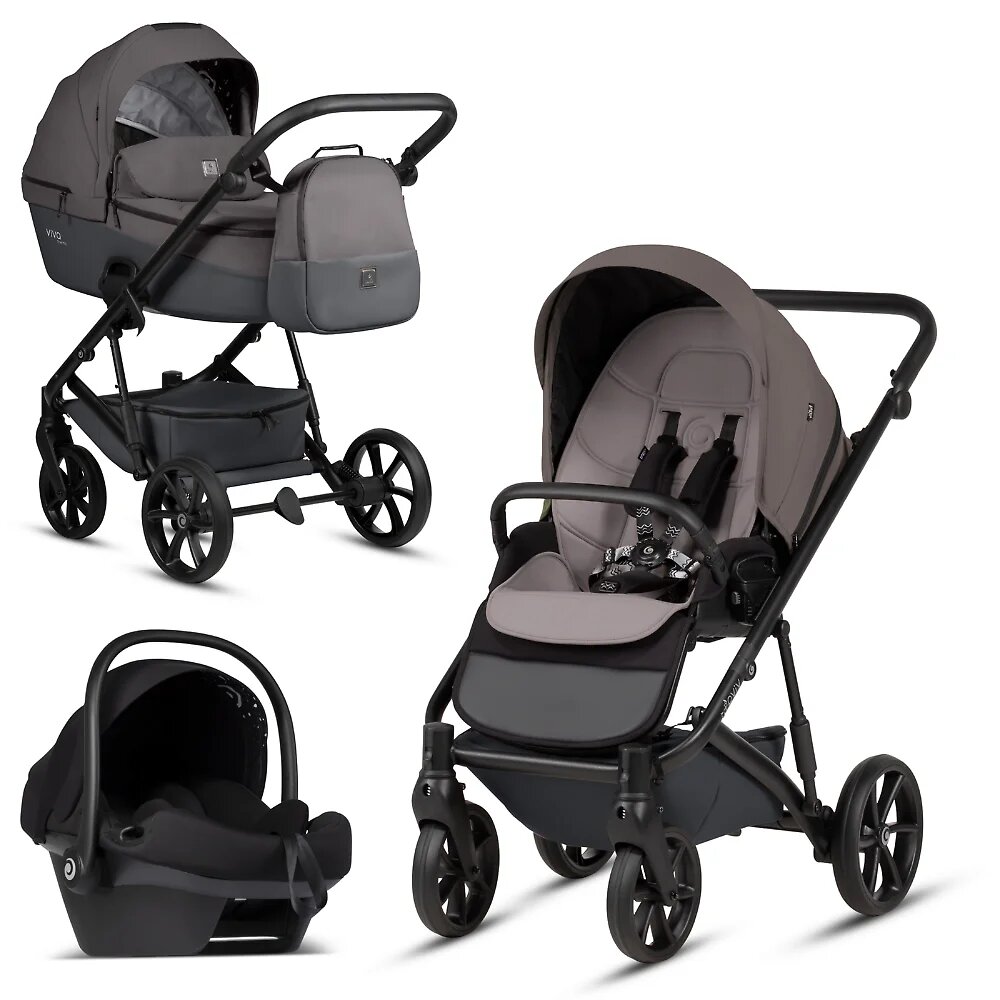 Детская коляска 3в1 Tutis Viva 6+, Elo Lux Edu Sky, цвет Periscape (Графитовый)