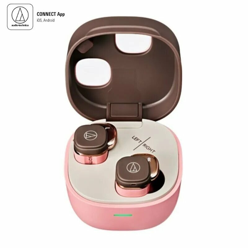 Audio-Technica Наушники беспроводные с микрофоном Audio-Technica ATH-SQ1TW2, Bluetooth, USB Type-C, коричневый, розовый