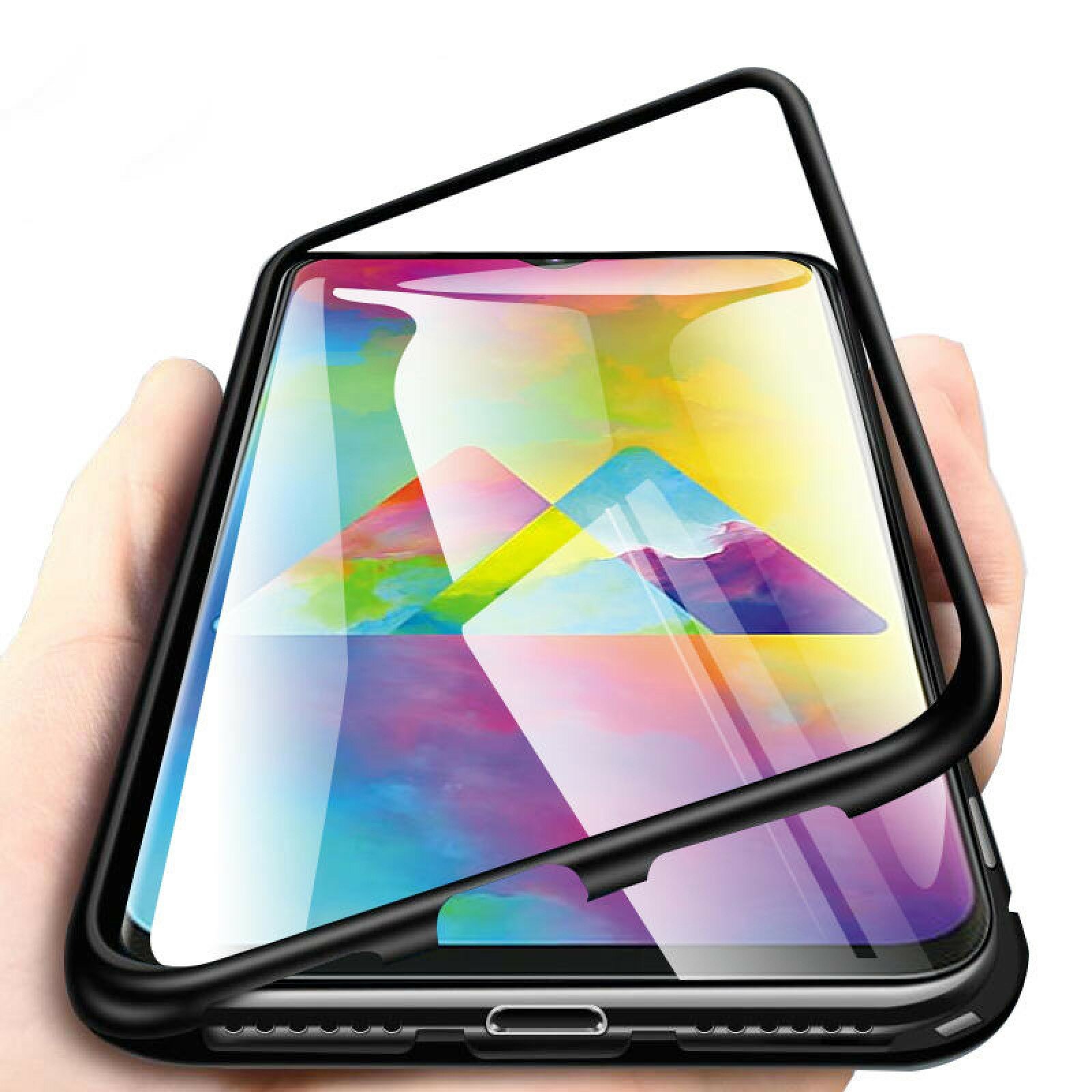 Чехол-бампер MyPads для iPhone XS MAX магнитный из закаленного стекла и металла с двухсторонней прозрачной крышкой