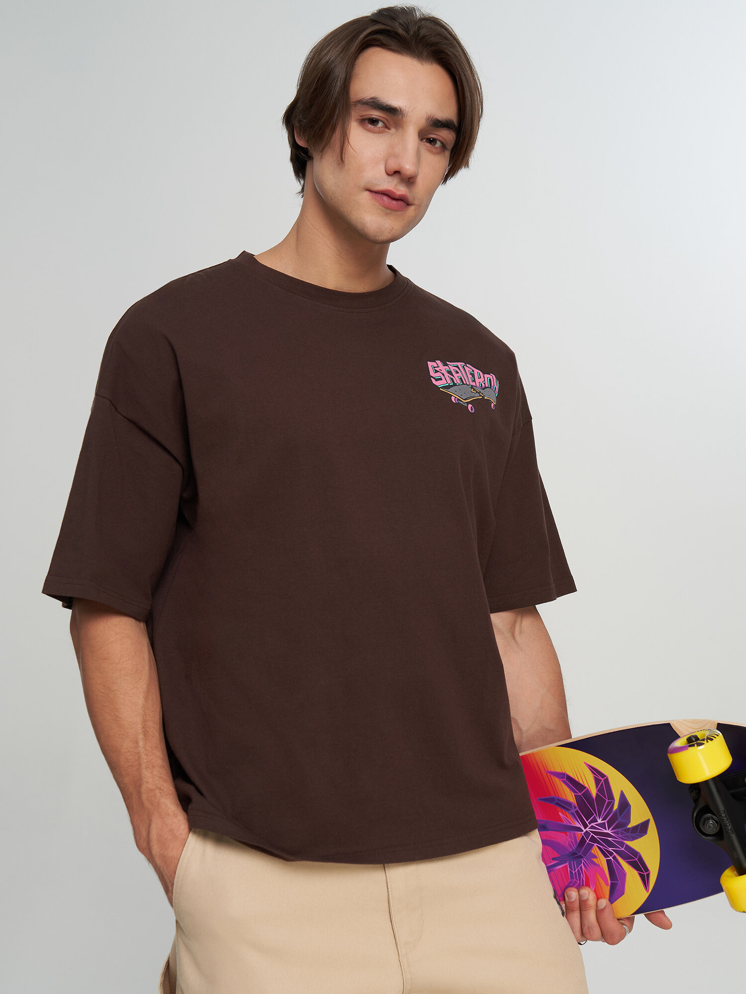 Футболка MATRIX SPORT T SHIRT MAN OVERSIZE, размер M, коричневый — фото 1