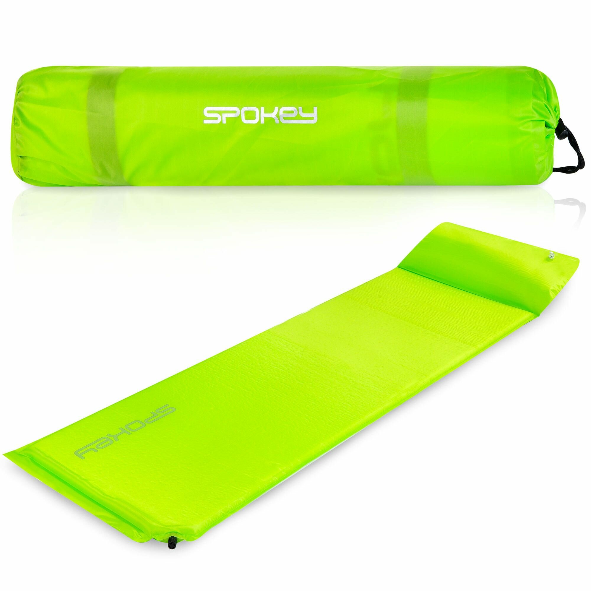 Самонадувающийся коврик Spokey Savory Pillow с подушкой, Decathlon, Цвет: Лайм
