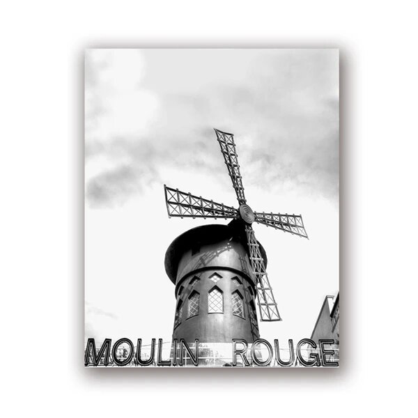 Плакат Париж, Moulin Rouge, Ч/Б, 40x50 см, PH5075