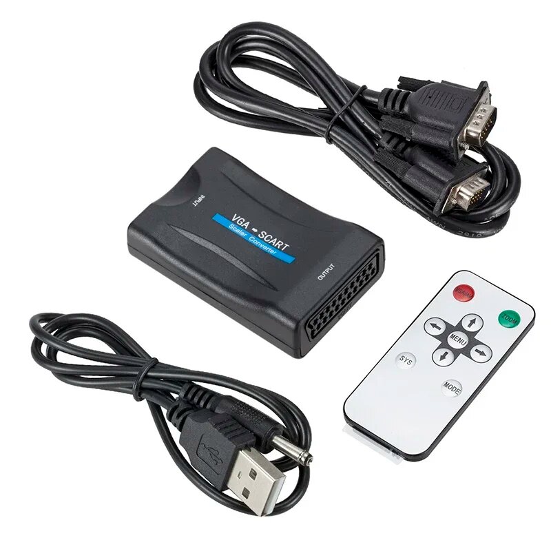 VGA to SCART конвертер с VGA кабелем, адаптер