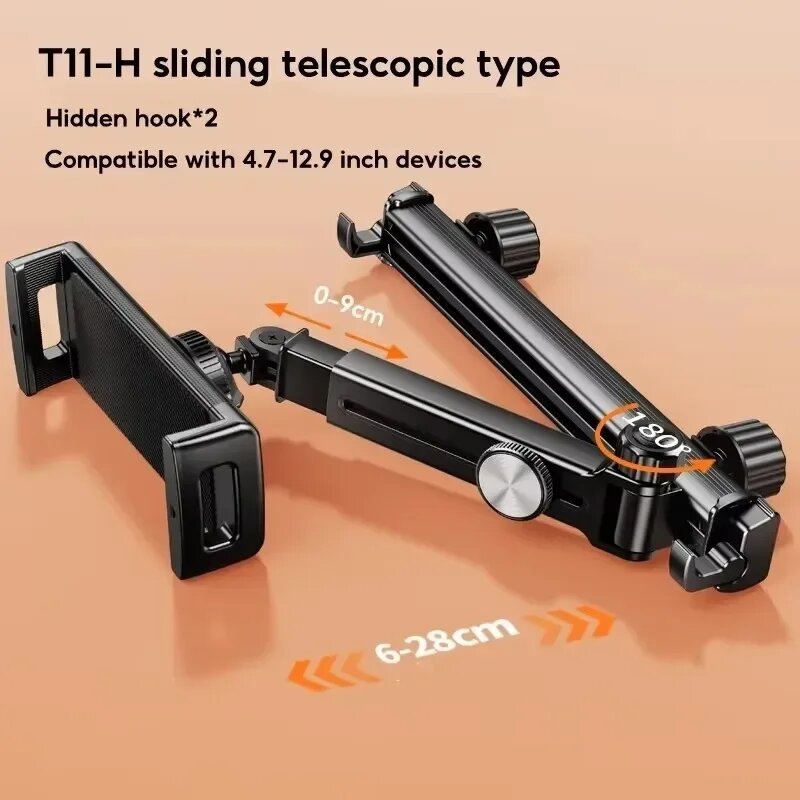 Автомобильный держатель для телефона Hipacool, спинка сиденья для планшета, H-Black with Hooks