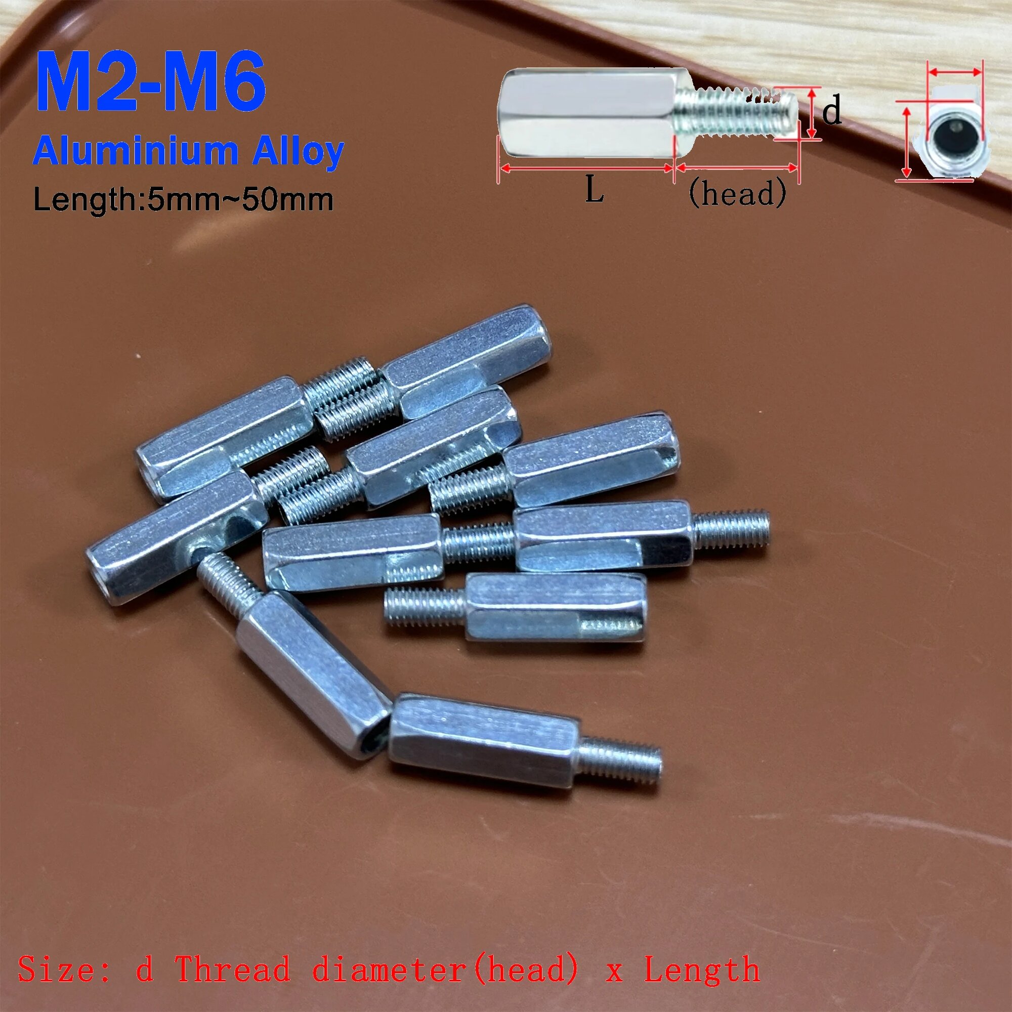 Алюминиевые стойки M3 26 мм, головка 6 мм, 10 шт.