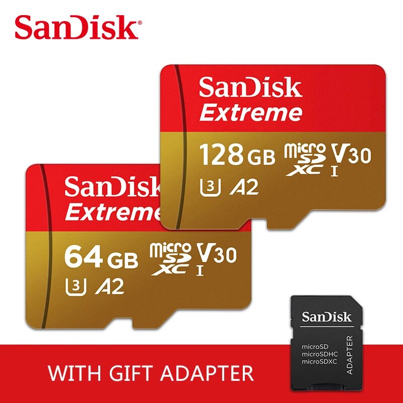 SanDisk Extreme microSDXC карта памяти 32/64/128/256/512 ГБ 128 ГБ