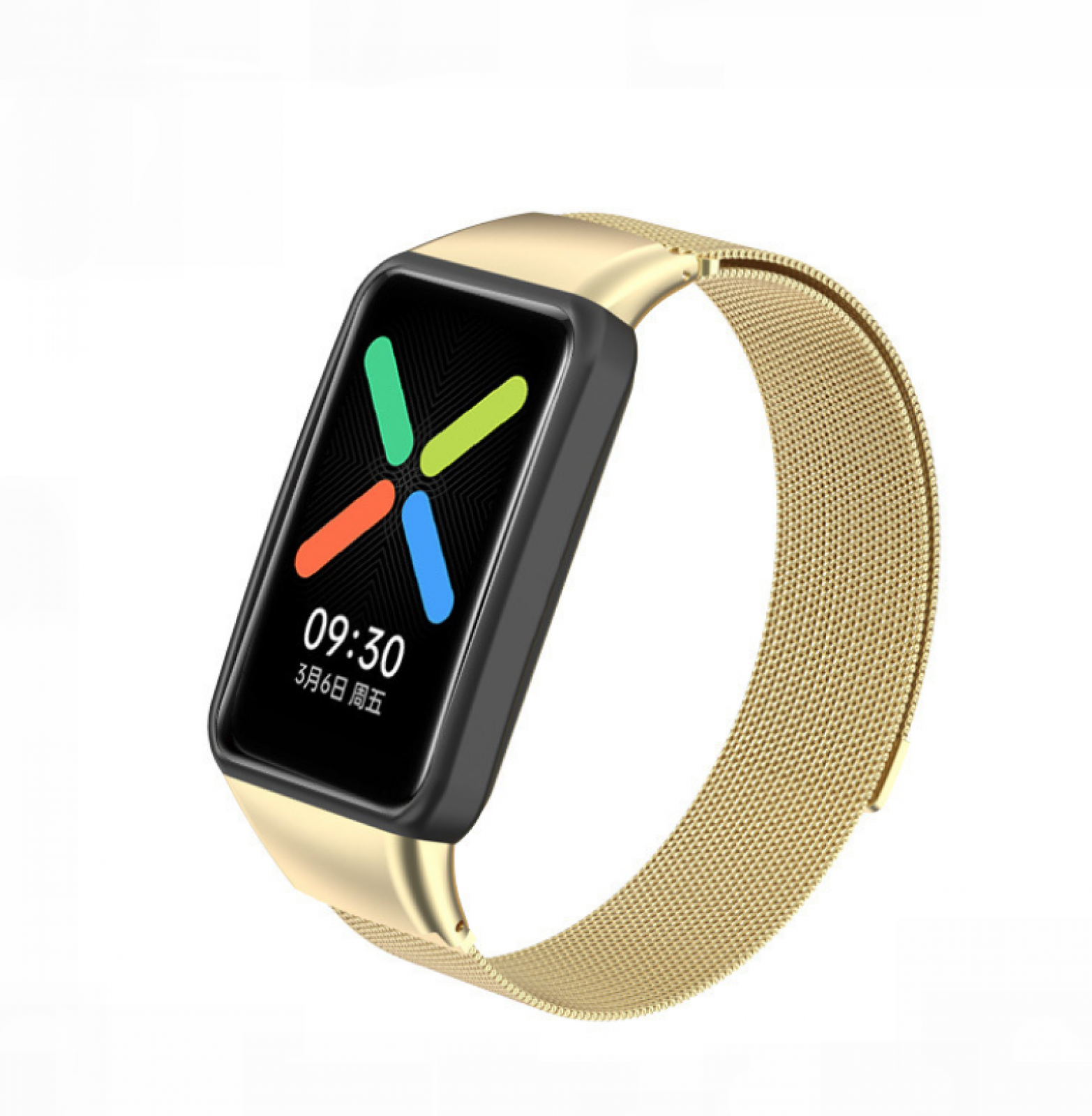 Сменный миланский ремешок-браслет MyPads Milanese для умных часов OPPO Watch Free из нержавеющей стали, золотистый