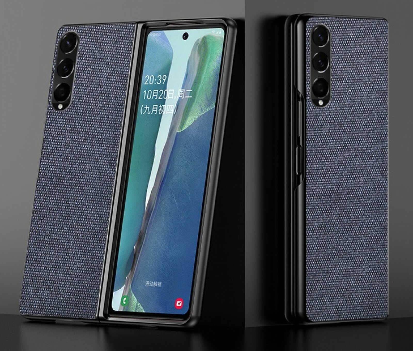 Чехол накладка MyPads Trama premium для Samsung Galaxy Z Fold4 силикон с текстурным покрытием синий