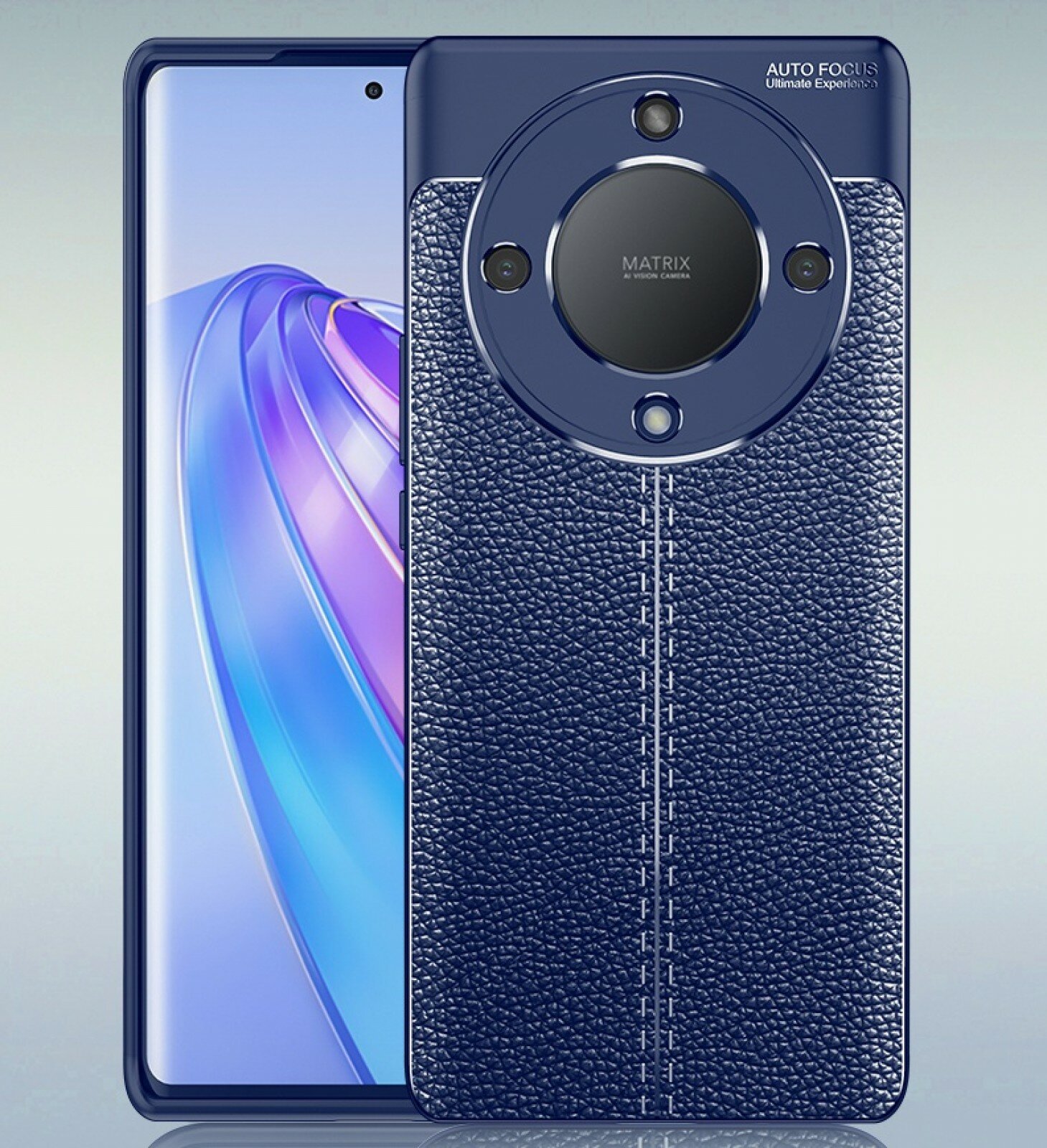 Чехол бампер MyPads Pelle Morbida для Honor Magic 5 Lite и Honor X9a с износостойким синим силиконовым покрытием под кожу