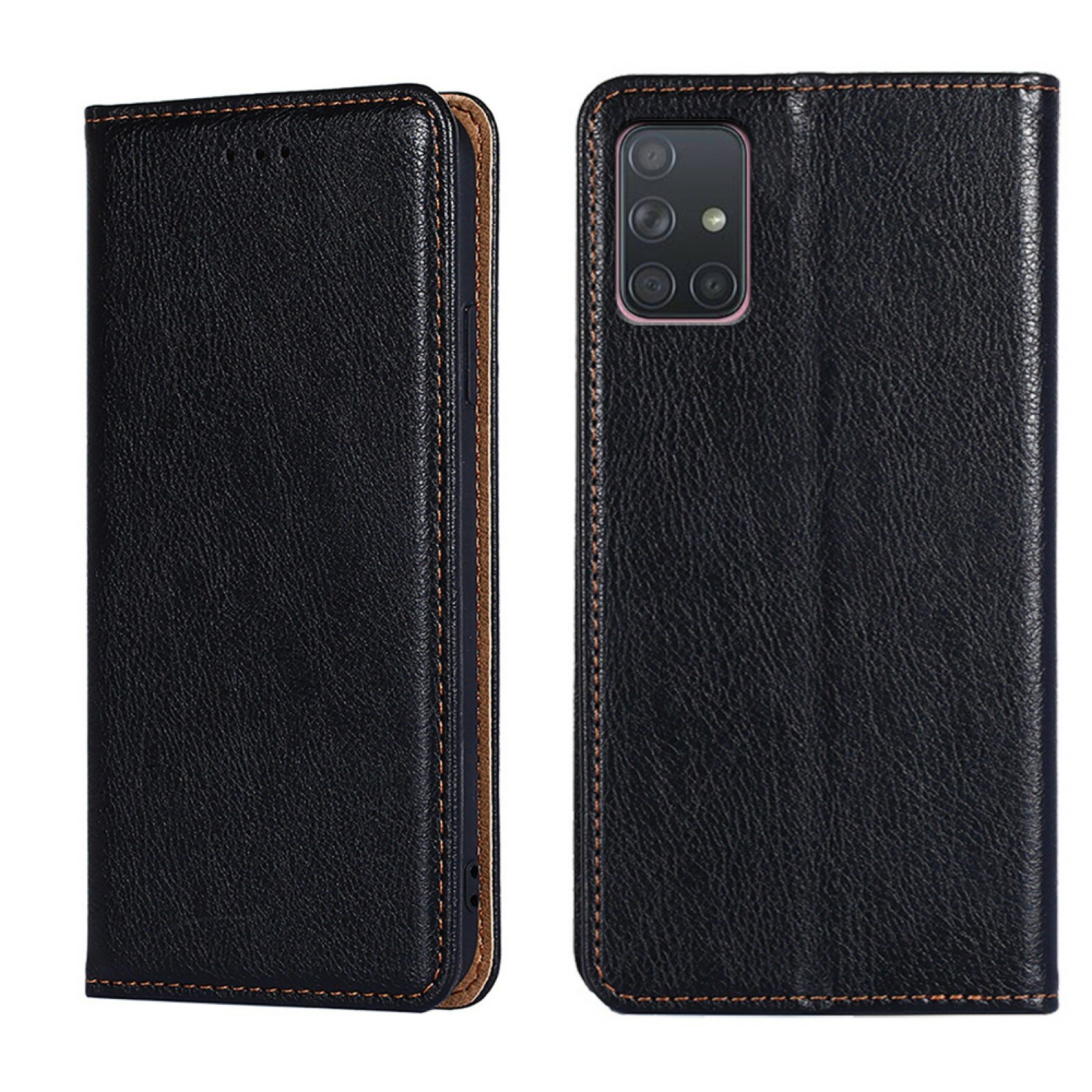 Чехол-книжка MyPads для Samsung Galaxy A71 4G черный из искусственной кожи