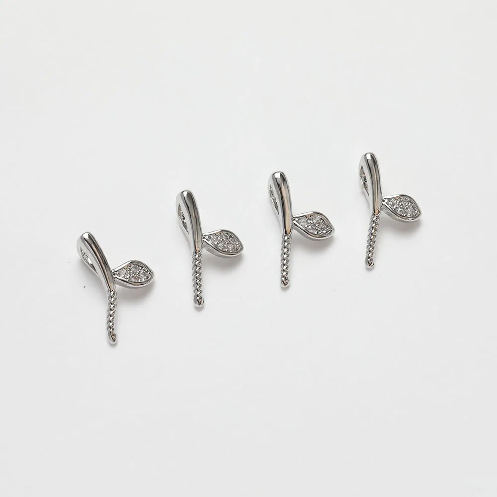Кулоны серебро, листья, Platinum, 6 шт.