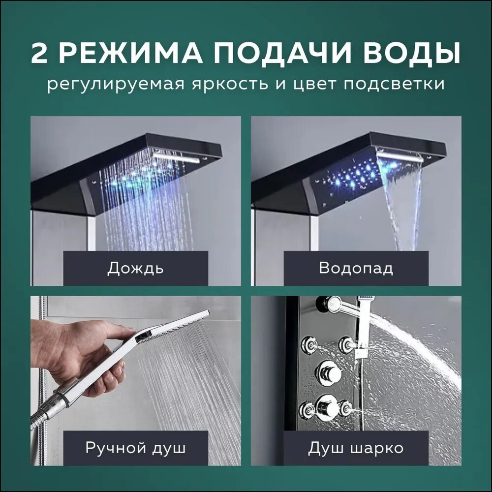 Душевая панель RIU с цифровым дисплеем и LED подсветкой, хром — фото 1