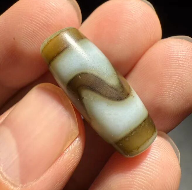 Бусина Дзи, тибетская, полированная, агатовая, старинная патина, 9 глаз, для DIY украшений