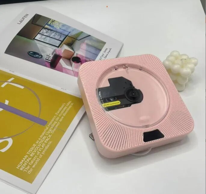 Настенный CD-плеер розовый для дома и офиса, с USB и радио, CD-проигрыватель