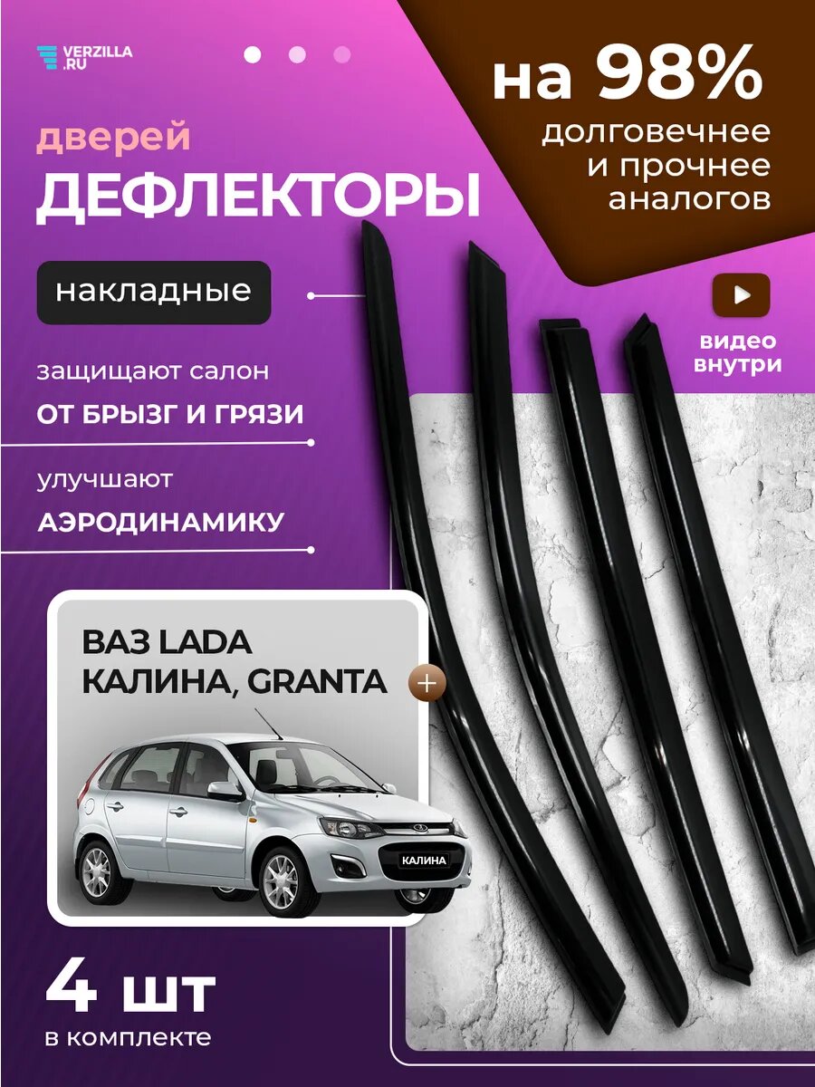 Дефлекторы Калина, Гранта седан, хэтчбэк, ветровики на двери