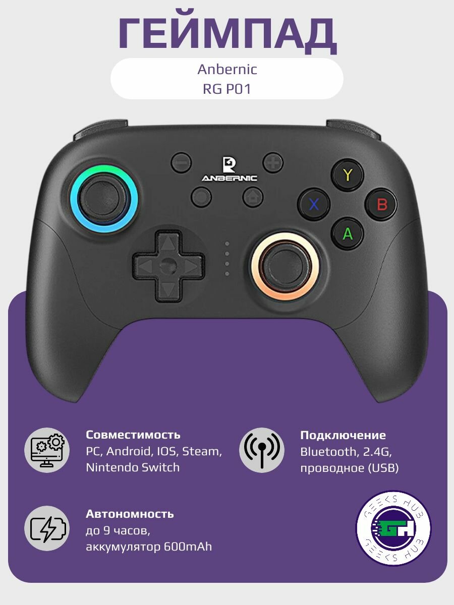 Геймпад Anbernic RG P01, черный, для PC, Android, IOS, Steam, Nintendo Switch
