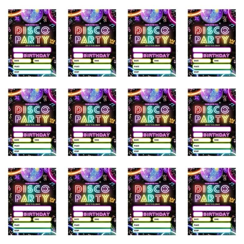 Чёрные пригласительные на день рождения, 12 шт, 9