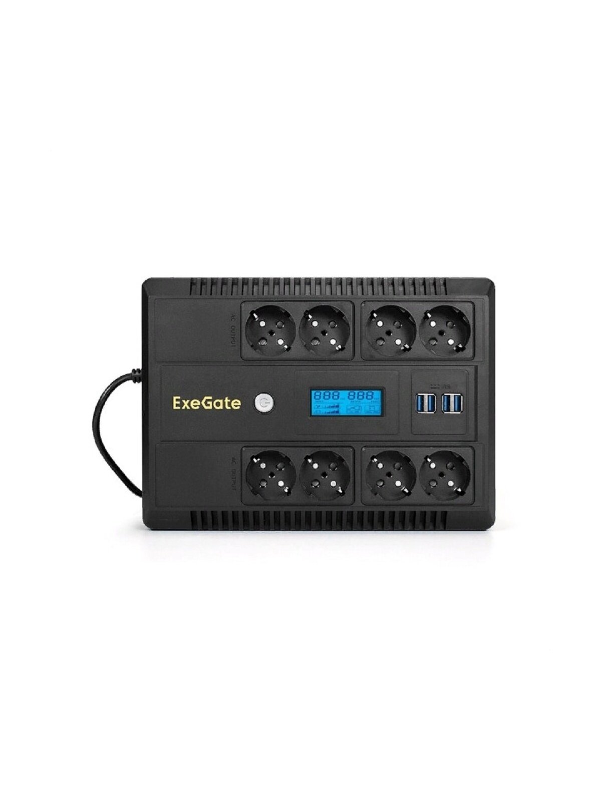 Exegate EX295013RUS ИБП ExeGate NEO Smart LHB-650. LCD. AVR.8SH. CH. RJ. USB <650VA/390W, LCD, AVR, 8*Schuko, RJ45/11, USB, 4*USB-порта для зарядки, Black>