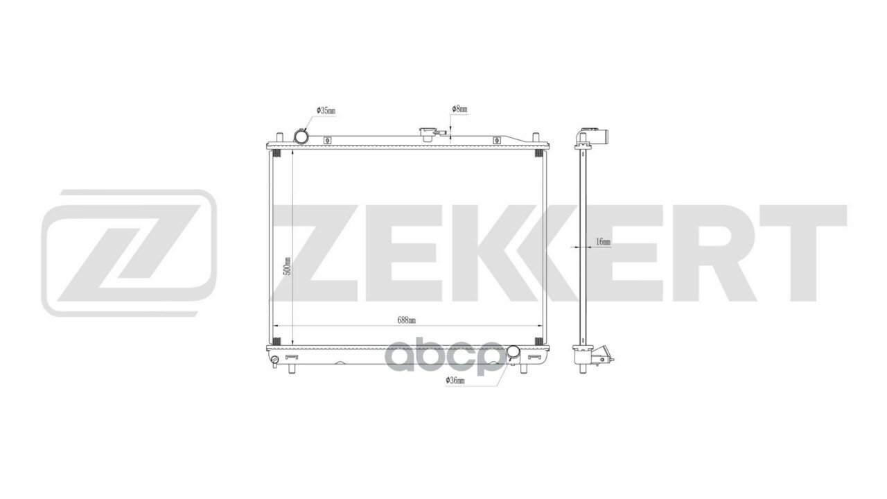 Радиатор охлаждения двигателя Mitsubishi Pajero III IV 00- Zekkert арт. mk-1698